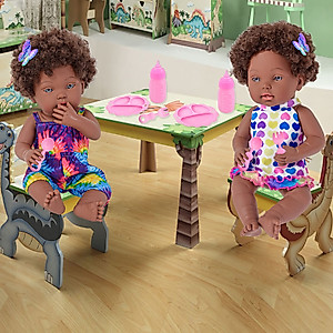 dollbie 14 Inch Reborn Baby Dolls Black African American Baby Doll with Hair Doll & Accessories (1 Doll+2 Sets Clothes+7 Pcs Accessories)