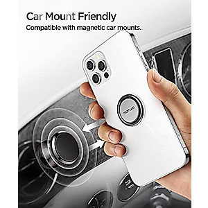 MOBOSI Phone Ring Holder Stand, Finger Ring Kickstand with Polished Metal Grip for Magnetic Car Mount Compatible with All Smartphones (Black)