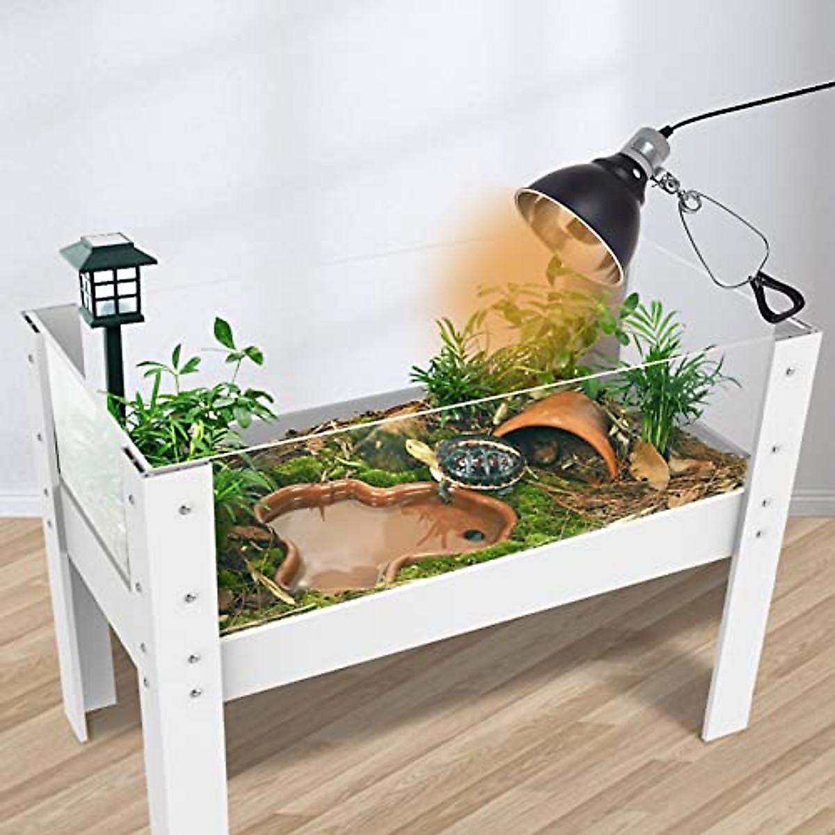 AKBFOX 4 Pack Reptile Lamp Clamp Adjustable Stand Fixture for Terrarium Heat Lamps Reptile Heat Bulb Light Metal Bracket Support Holder for Lizards Turtles Snakes Amphibians