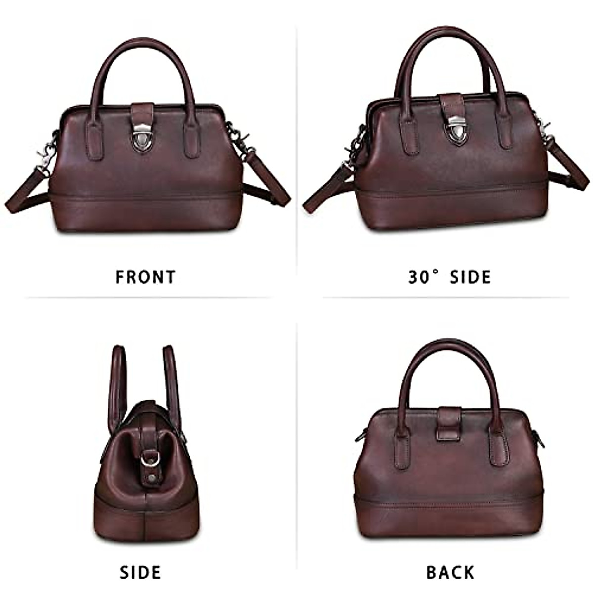 Genuine Leather Satchel Handbag for Women Purse Top Handle Bags Handmade Vintage Crossbody Bag Purses (Coffee)