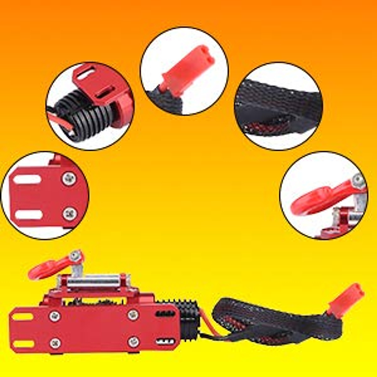 VGEBY RC Car Winch, 1:10 RC Scale Electric Metal Winch RC Model Vehicle Winch Compatible for SCX10 D90 D110 TF2 TRX4 KM2 Rc Winch Rcwinch