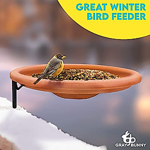 Bird Bath Bowl 12 Inches - Deck Mounted Bird Water Feeder, Large Bird Bath, Bowl Bird Baths, Hanging Bird Baths, Heavy Duty Sturdy Rust Resistant Steel Clamp, Detachable, Great Gift for Bird Lovers