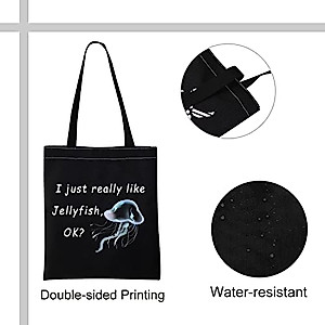 VAMSII Jellyfish Tote Bag I just really Like Jellyfish OK Funny Jellyfish Gifts for Jellyfish Lovers Sea Animal Gifts (I just really like Jellyfish, OK?)