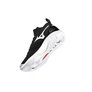 Mizuno Unisex Adult Wave Momentum Mid Volleyball Shoe 10 1/2, Black/White, 12 Women/10.5 Men US