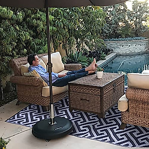 Latest Sense Outdoor Plastic Straw Rug 5x8ft – Outdoor Patio Rug Camping Mat – Durable Waterproof Black and Gray Outdoor Rug – Outside Rug Ideal for Patio, Deck, Beach, Garden, RV