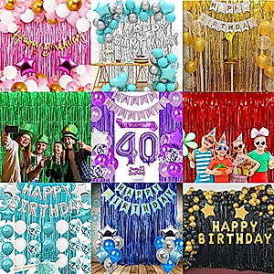 FANNEV 3pcs 3.3 * 8.2ft Gold Tinsel Foil Fringe Curtains Streamers for Birthday Graduation Wedding Engagement Bridal Shower Bachelorette Holiday Gold Party Decorations, Christmas Photo Back Drop