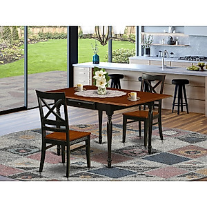 HomeStock Victorian Virtue 3 Pieces Mid-Century Dining Table Set - Durable Two 9-Inch Drop Down Leaves Wooden Dinette Table and 2 Solid Wood Seat Kitchen Chairs, Black and Cherry Finish