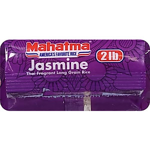 Mahatma Jasmine Rice, 2lb Bag of Rice, Thai, Indian, or Cambodian Fragrant Flavored Rice, Stovetop or Microwave Rice