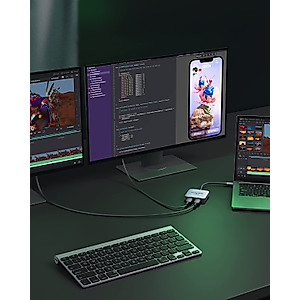 cakitte USB C to Dual HDMI Adapter 4K@120Hz/60Hz, 3 in 1 USB C to HDMI Adapter for Dual Monitors with 100W PD Charging, for MacBook Pro Air, iPad Pro, XPS, Laptop, HP, Dell [Compatible Thunderbolt 3]