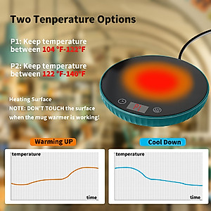 Coffee Mug Warmer, Electric Coffee Warmer for Desk Auto Shut Off & Timing, Coffee Cup Warmer Candle Warmer with 2 Temperature Settings, Smart Beverage Warmer for Coffee, Tea, Milk and Hot Chocolate