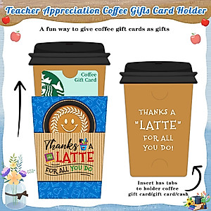 WhatSign Teacher Appreciation Gift Cards Holder Thank You Teacher Coffee Gift Card Holders Best Teacher Gifts Cards End of Year Gifts for Teacher Retirement Teacher Appreciation Week Coffee Gift Cards