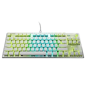 ROCCAT Vulcan TKL Pro PC USB-C Gaming Keyboard, Linear Optical Titan Switch, AIMO RGB Lighting, Tenkeyless Mechanical Feel Speed Keystroke, Low Profile Ergonomic Design for Wrist Rest Support, White