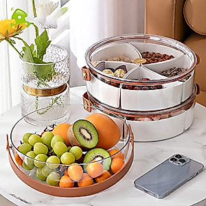 amokk Divided Serving Tray with Lid and Handle Snackle Box Charcuterie Container Portable Snack Platters Clear Organizer for Candy, Fruits, Nuts, Snacks, for Parties, Entertaining, Picnic (Transparent)