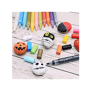 Mont Marte Signature Acrylic Paint Pens, 12 Piece, Waterproof, Suitable for Most Surfaces Including Canvas, Card and Rock, Round Tip (3mm)