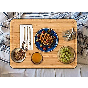 2 Pack Bamboo Tray 16 x 12 x1 inches Serving Tray Tea Tray Fruit Platters Dinner Plate Sour Candy Tray