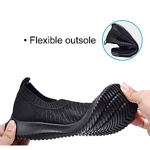 MAIITRIP Slip on Sneakers for Women Black Walking Non Slip Shoes Casual Light Comfort Ladies Tennis Nursing Athletic Fall Shoes,Size 8