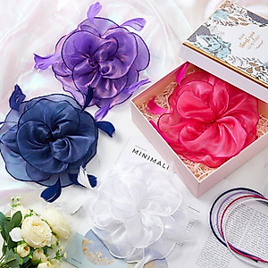 Yunsailing 8 Pack Women's Fascinators Hat Tea Party Wedding Derby Mesh Flower Feather Fascinator Hat with Headband and Clip(Multi Colors)