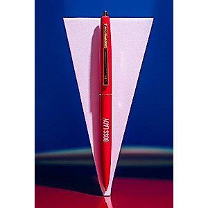 Get Bullish Boss Lady Refillable Black Ink Ballpoint Click Clic Pen in Cherry Red with Gold Accents