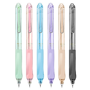 cobee Retractable Gel Ink Pens, 6 Pack 0.5mm Fine Point Black Ink Ballpoint Pen with Super Soft Grip, Quick Drying Writing Pen, Cute Ball Point Pens for Office School Supplies Drawing, Smooth Writing