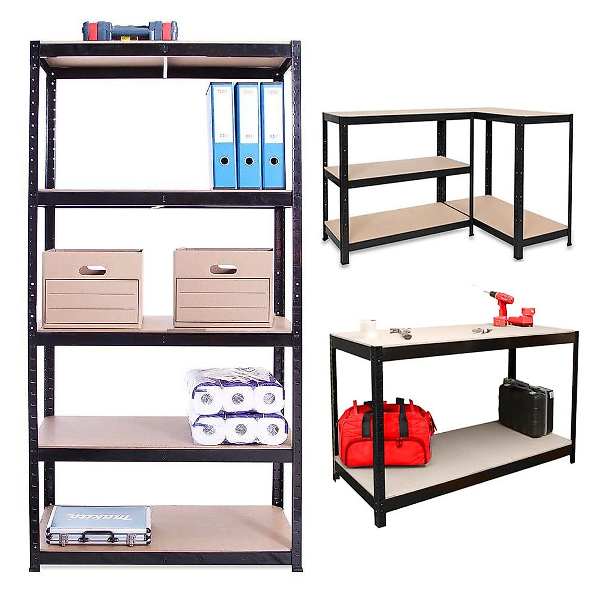 AUTOFU Storage Shelves - 77"x39"x20"(H*W*D) 5 Shelf Heavy Duty Metal Shelving Unit, Boltless Racking Storage Unit, 1929lb Capacity Garage Shed Kitchen Basement Warehouse Utility Rack