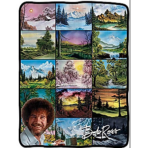 Seven Times Six Bob Ross Picture Collage Blanket 46" X 60" Flannel Fleece Throw