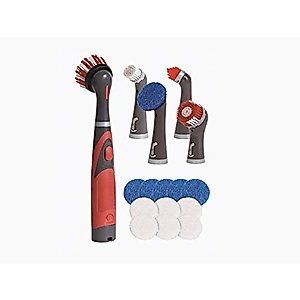 Rubbermaid Reveal Cordless Battery Power Scrubber Home Kit, 18 Pieces, Red, Multi-Purpose Scrub Brush Cleaner for Grout/Tile/Bathroom/Shower/Bathtub, Water Resistant, Lightweight, Ergonomic Grip