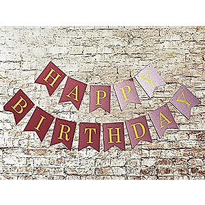 Burgundy Gold Birthday Party Decorations for Women Burgundy Gold HAPPY BIRTHDAY Banner Polka Dot Fans for Fall Burgundy Birthday Party Supplies/30th/40th/50th Birthday Decorations Autumn