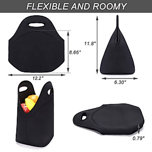 Neoprene Lunch Bag for Women Insulated Lunch Tote Bags Washable Lunch Container Box for Work Picnic Lightweight Meal Prep Bags for Men (Black)