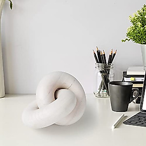 OFIDELITY Wood Knot Decor, 2-Link Wood Chain Link Decor, Farmhouse Rustic Home Decor, Hand Carved Boho Wood Modern Home Decorations for Living Room, Farmhouse Coffee Table Shelf Decor