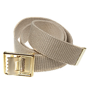 Jackster Marine Corps Military Grade Web Belt Solid Brass Buckle 54" Long Adjustable (Khaki)