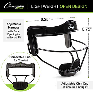 Champion Sports Steel Softball Face Mask - Classic Fielders Masks for Youth - Durable Head Guards - Premium Sports Accessories for Indoors and Outdoors - Pink