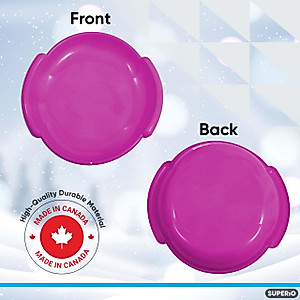 Superio Round Snow Sled, Heavy Duty Plastic Saucer Toddler Sled with Handles 24" Winter Snow Toys Fun for Kids and Adults, 2-Pack