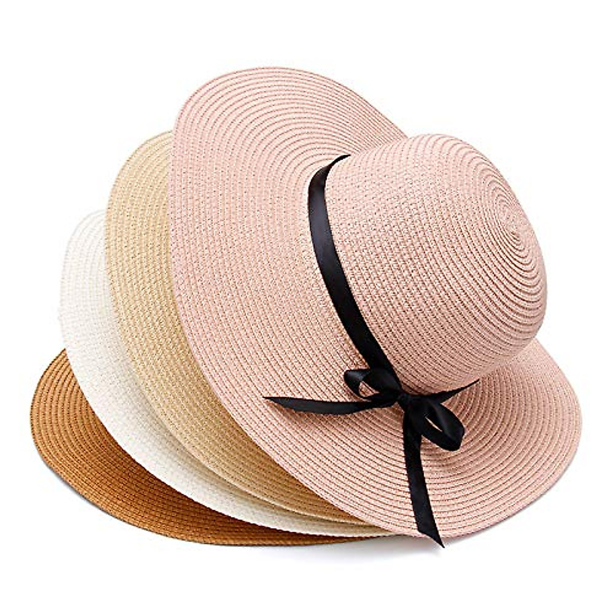 Personalized Custom Name Text Embroidery Beach Hats for Women Sun Straw Hat Wide Brim Foldable Roll up Floppy Summer Hat