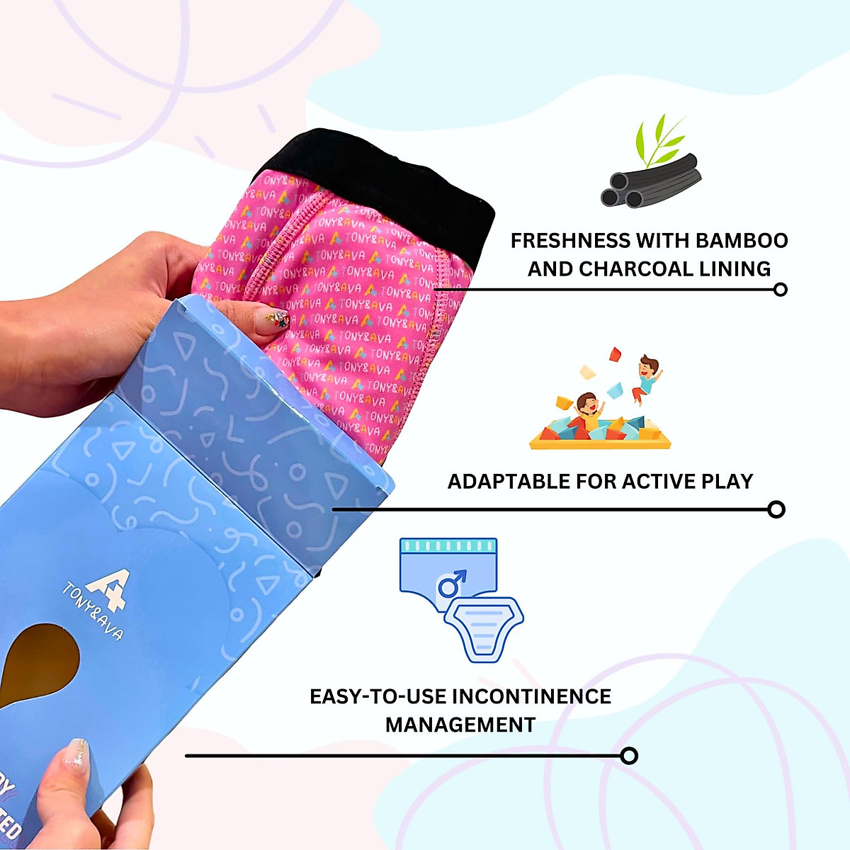 Tony and Ava Potty Training Underwear for Girls, Moisture-Wicking, Soft Cotton Toddler Training Underwear - Breathable, Reusable Training Pants - Small - White