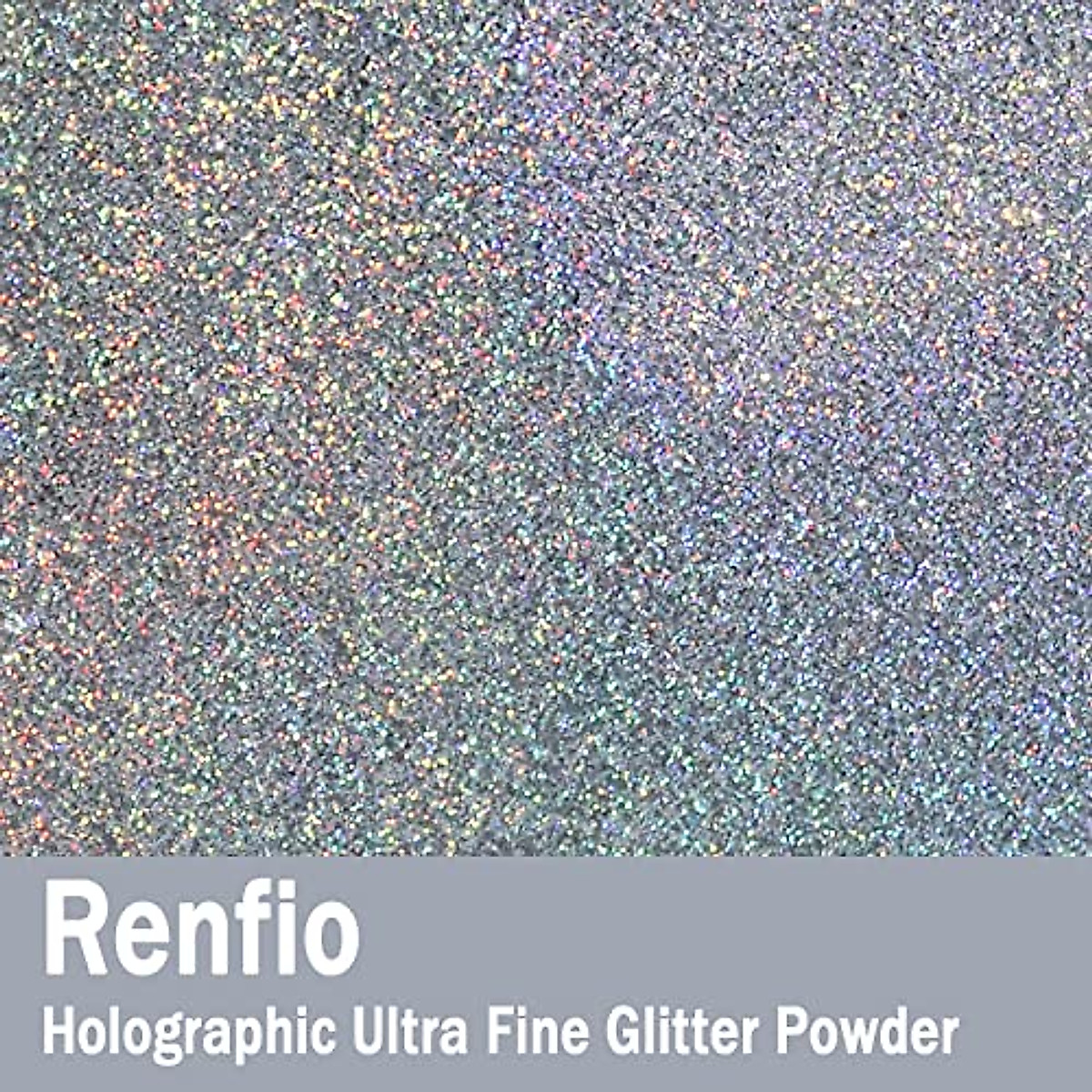 Renfio Holographic Ultra Fine Glitter Powder Metallic Resin Glitter 1.75 Oz (50g) PET Flakes Crafts Sequins 1/128" 0.008" 0.2mm Epoxy Chips Flakes for Tumblers Slime - Diamond Laser Silver