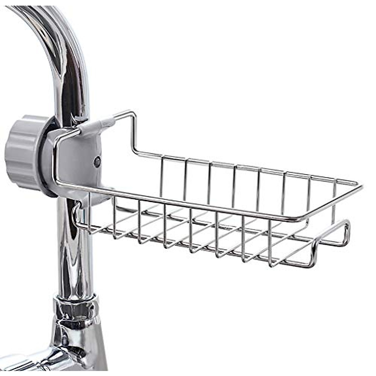 Hanging Faucet Rack Stainless Steel Adjustable Height, Flexible and Rotatable Small Sink Drain Rack, Suitable for Soap, sponges, brushes, rags, etc.