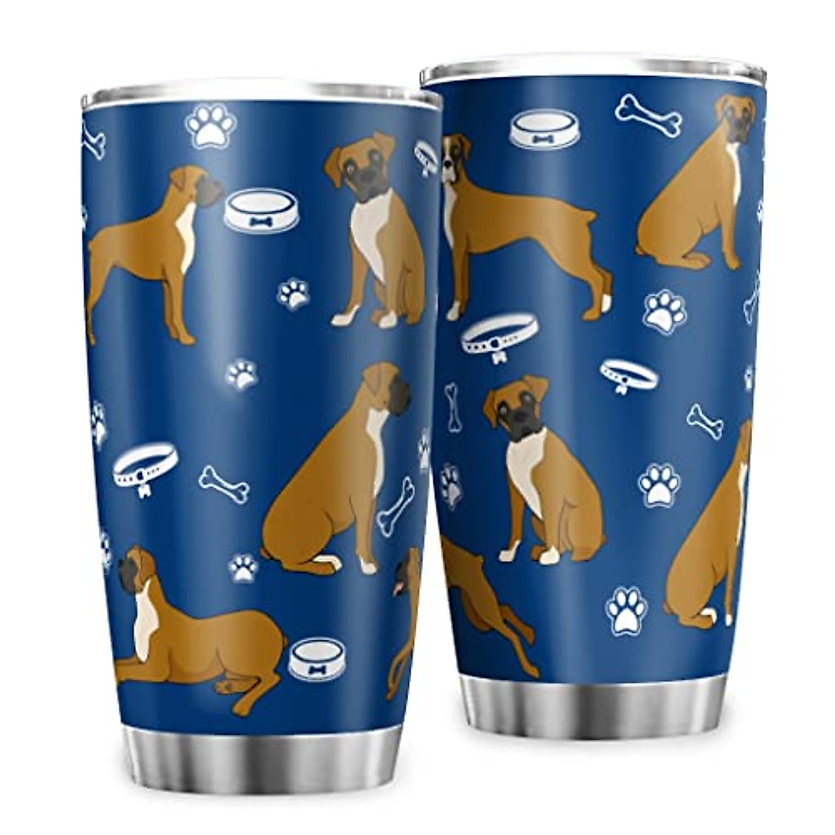 WmhrYpzhL Boxer Travel Mug Dog Pattern Coffee Mug Stainless Steel Insulated Tumbler For Ice Drinks＆Hot Beverage Gifts Boxer
