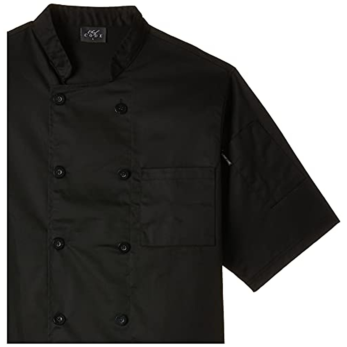 Chef Code Men's Short Sleeve Unisex Classic Chef Coat, Black, Medium