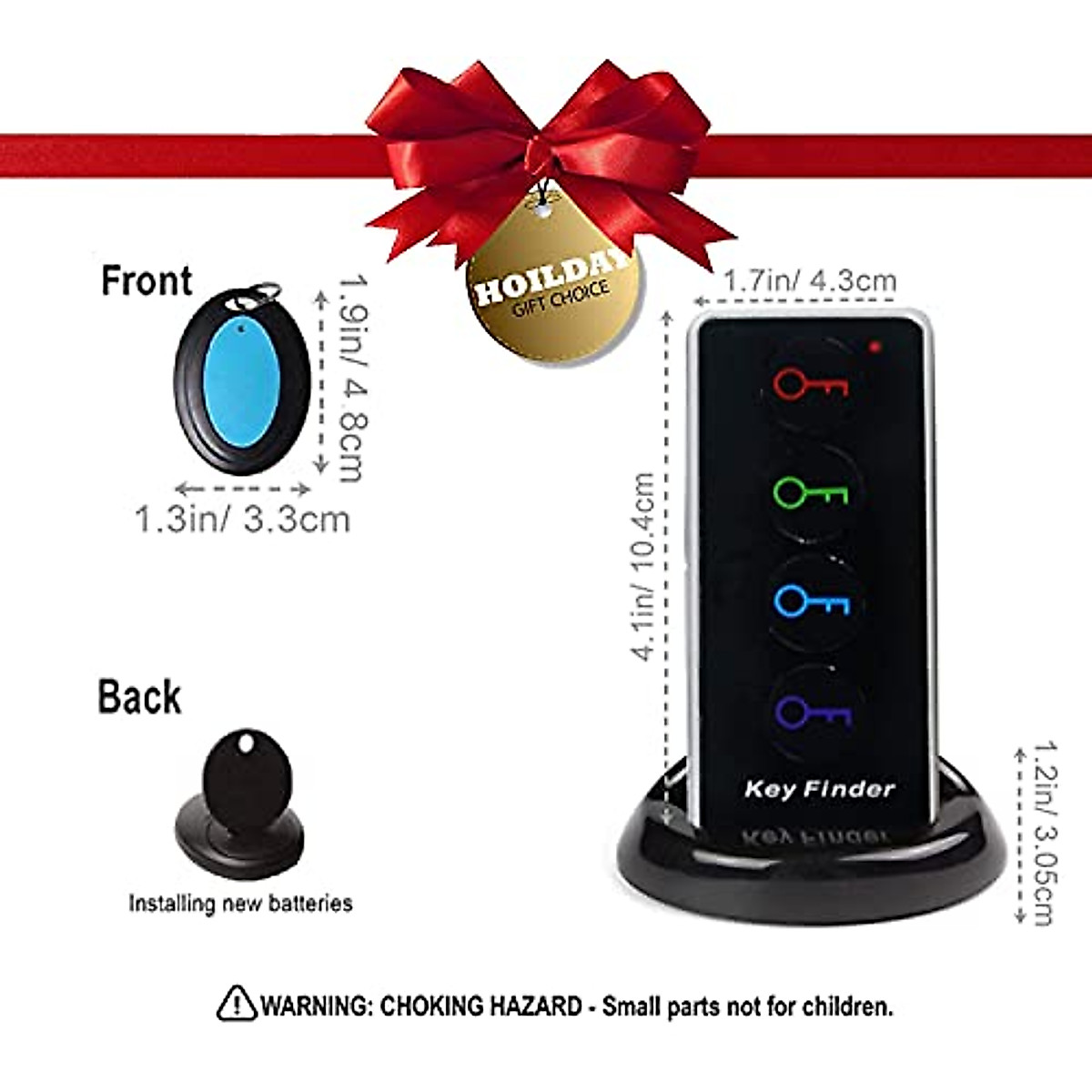 JTD Wireless RF Item Locator/Key Finder with LED flashlight and base support. With 4 Receivers Key Finder-Wireless key RF locator, Remote Control, Pet, Cell, Wireless RF Remote Item, Wallet Locator. (4 Receivers)