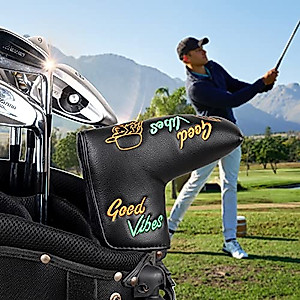 Craftsman Golf Beauty Hold The Club Black Blade Putter Headcover Magnetic Closure Good Vibes