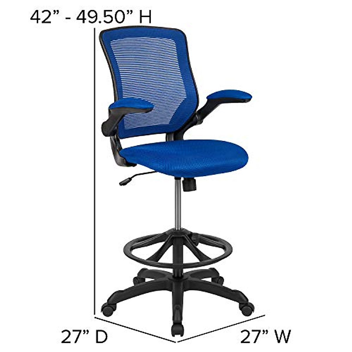 Flash Furniture Office Seating, 27"W x 27"D x 42" - 49.5"H, Blue