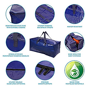 6 Pack Moving Bags Heavy Duty Extra Large with Reinforced Handles & Backpack Straps & Zippers, Storage Totes Moving Totes for Space Saving, Waterproof Packing Bags for Moving, Camping, Traveling, 90L