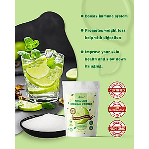 ORGFUN Original Lime Powder, Whole Lime Juice Freeze Dried Powder, Fresh Squeezed Lime Juice Prefer for Cocktails, Drinks, Smoothies, and Cooking 7.06 Oz