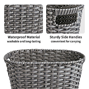 GRANNY SAYS Wicker Trash Can, Bathroom Trash Can, Wicker Waste Basket for Bathroom, Office Trash Can, Trash Bin for Bedroom, Wastebasket with Handles, 19 Liters/5 Gallons
