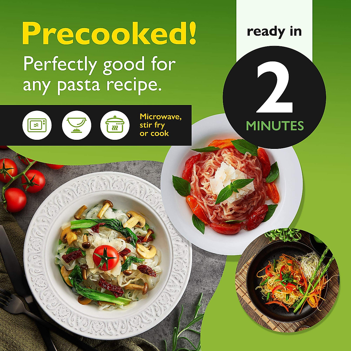 Skinny Pasta 9.52 oz - Shirataki Noodles The Only Odor Free 100% Konjac Noodle - Keto & Paleo Friendly - Carb Free - Low Calorie Food (Variety - 6 Pack)