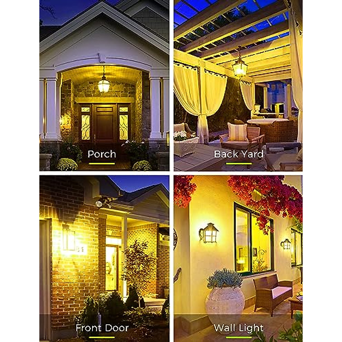 LOHAS Yellow LED Bug Light Bulbs Outdoor, A19 9W Auto On/Off Bug Lights for Outside, 2000K Amber Porch Light Bulb 60W Equi, Non-Attracting, E26 Base, Not-Dimmable, Ideal for Patio, Backyard, 2 Pack