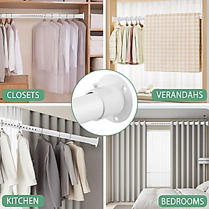 Closet Rod, 17 to 51 Inch 1.3 Inch Diameter Heavy Duty Adjustable Closet Rods for Hanging Clothes Heavy Duty Closet Hanging Rod Matte White Closet Poles for Wardrobes