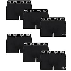 Everlast Mens Trunks Underwear - Short 4" Inseam, Breathable Cotton Underwear for Men Pack of 6 - Cotton Stretch Mens Underwear (Large, Black)