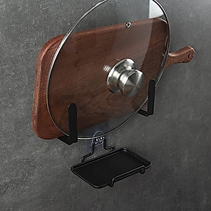 Self Adhesive Stainless Steel Pan Cover Racks ,Pantry Organization Rack, Cutting Board Storage , Pot Lid Holder (Black)