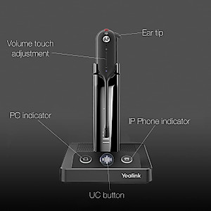 Global Teck Worldwide Yealink WH63 Mono Convertible UC Headset Bundle, Connects to Desk Phone, PC,Mac, Softphones - Works with Teams, Zoom, RingCentral, 8x8, Vonage, GTW Microfiber Included